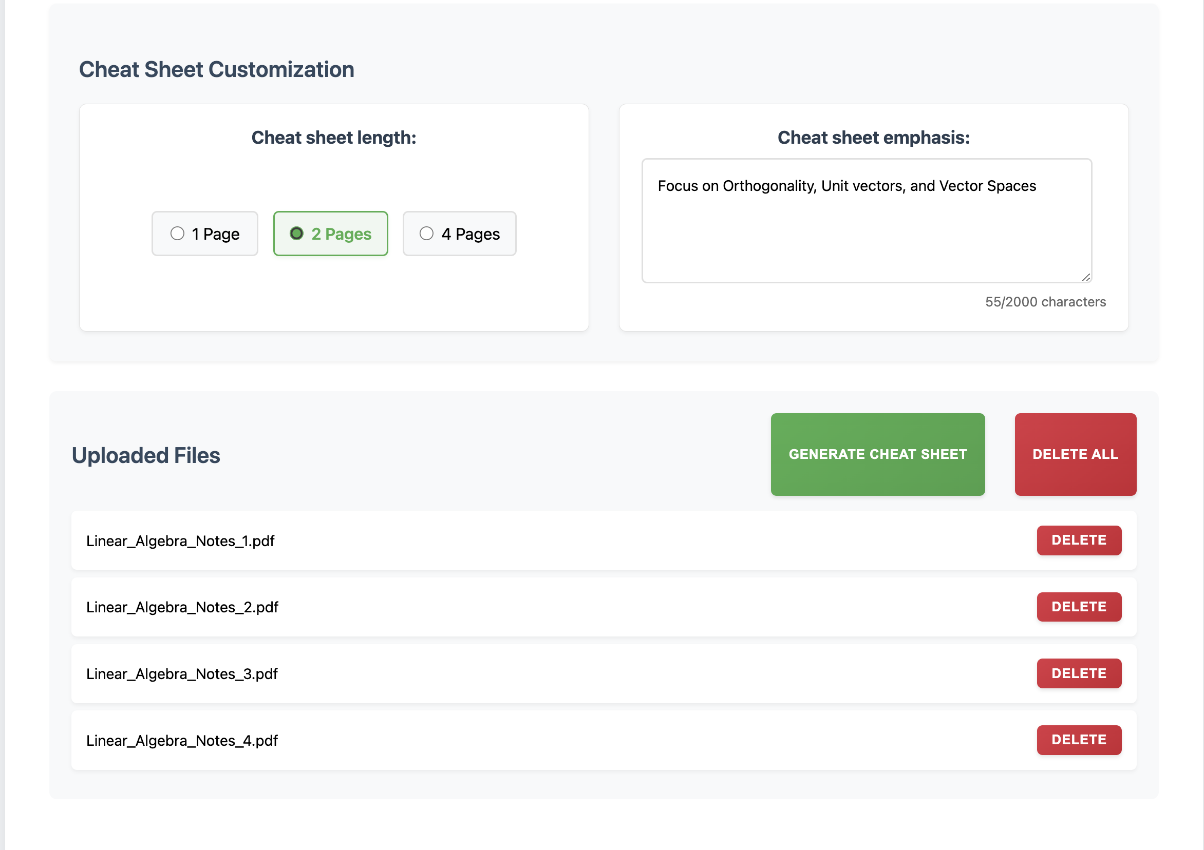 AI Cheat Sheet Generator